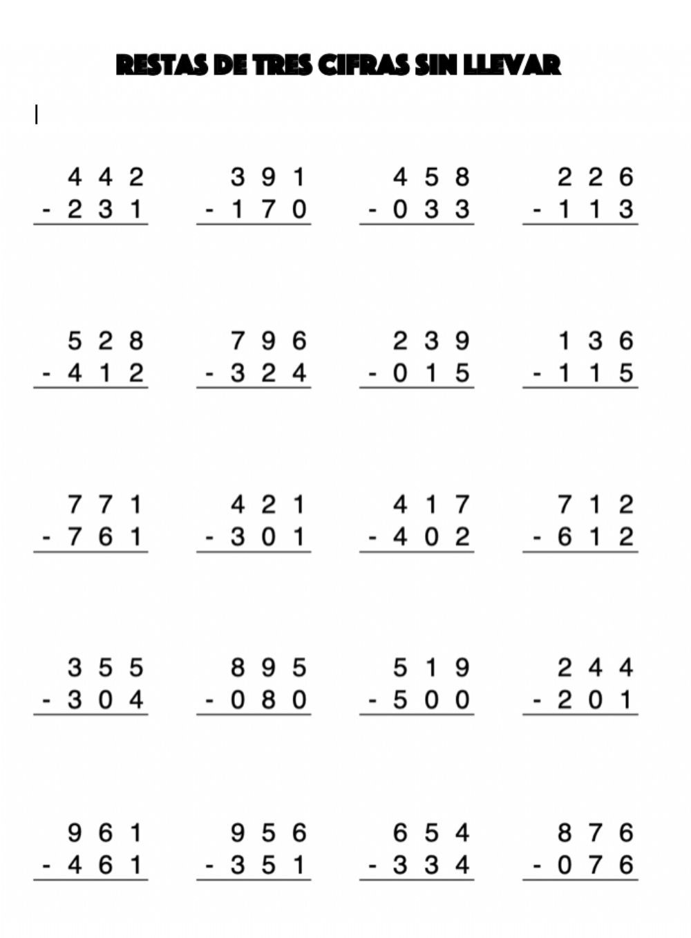 MATEMÁTICAS: LA RESTA.