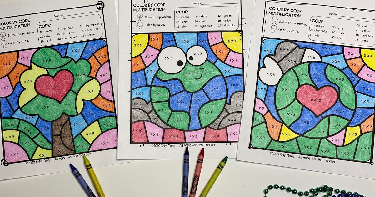 An Apple For The Teacher: Earth Day Color by Code: Fun Math Worksheets ...