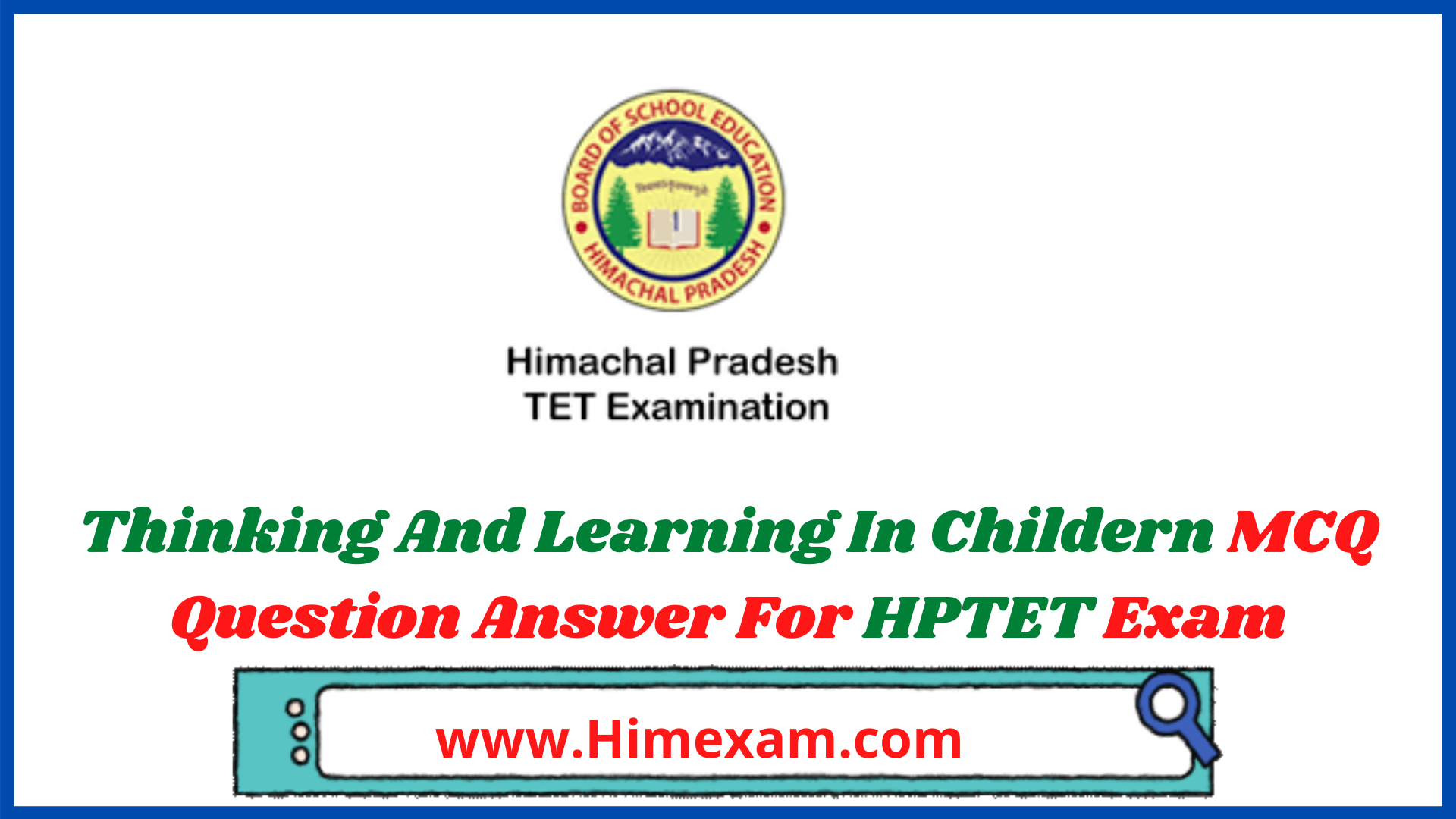 Thinking And Learning In Childern MCQ Question Answer For HPTET Exam ...