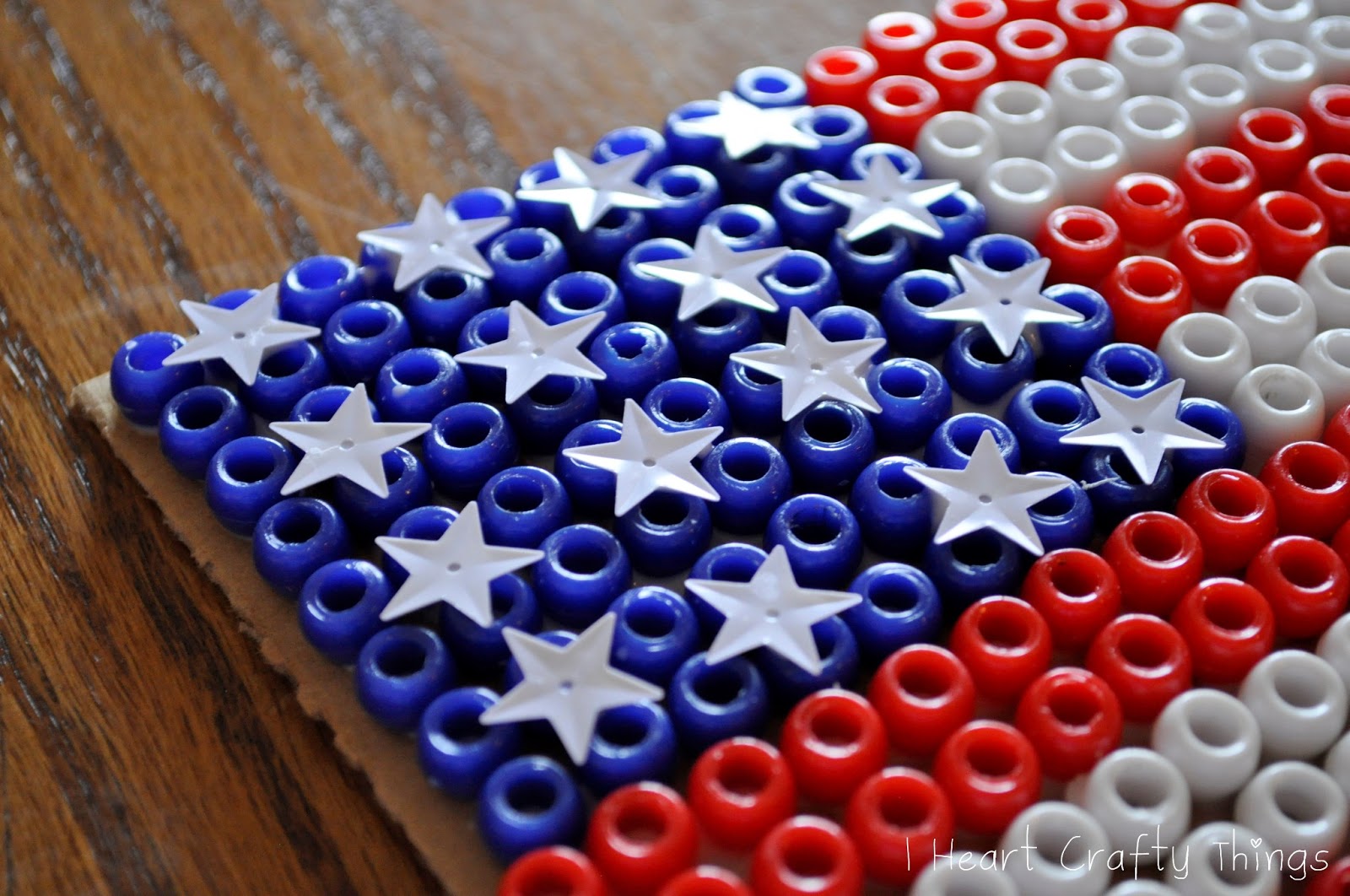 Pony Bead Flag Craft - I Heart Crafty Things