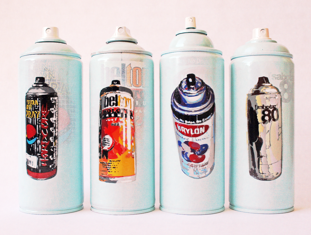 Cans Stenciled on to Cans - Free Graffiti Supplies