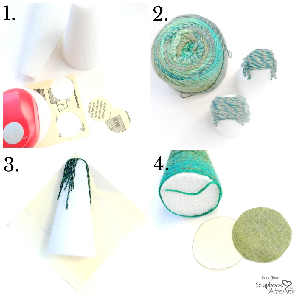 Christmas Yarn Trees Décor Tutorial - Scrapbook Adhesives by 3L