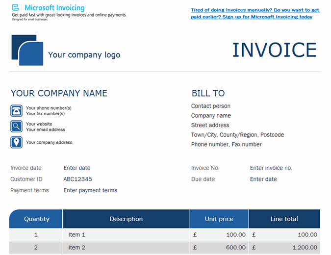 Microsoft Invoice - Invoice Template