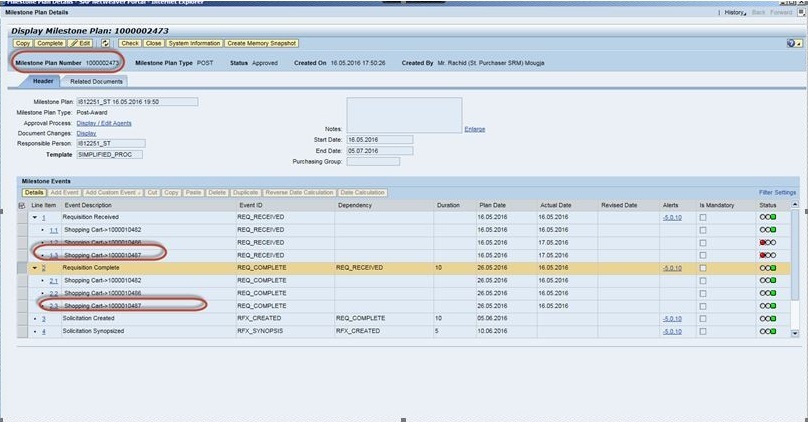 SRM Milestone Plan | SAP Online Guides