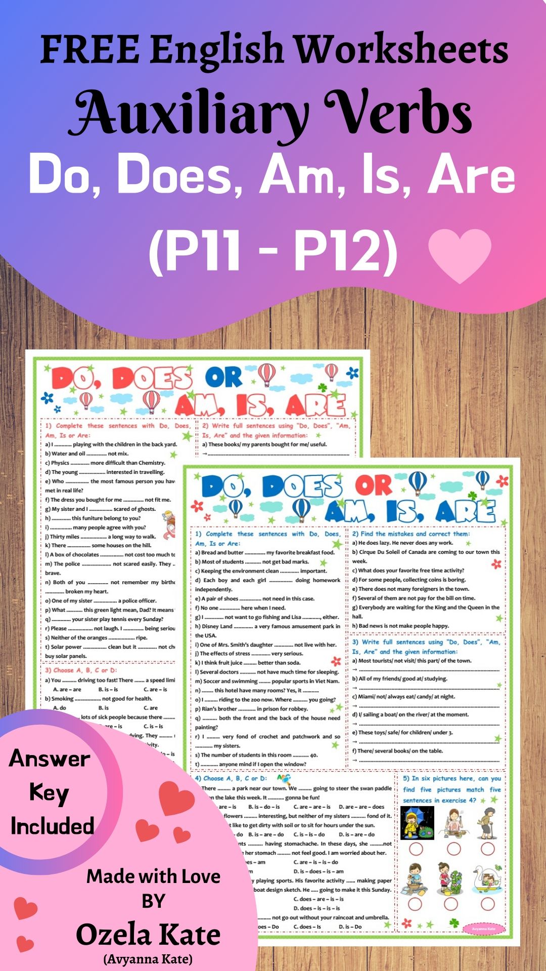 Ozela Kate: Worksheet for Children and Beginner - Auxiliary Verbs - Do ...