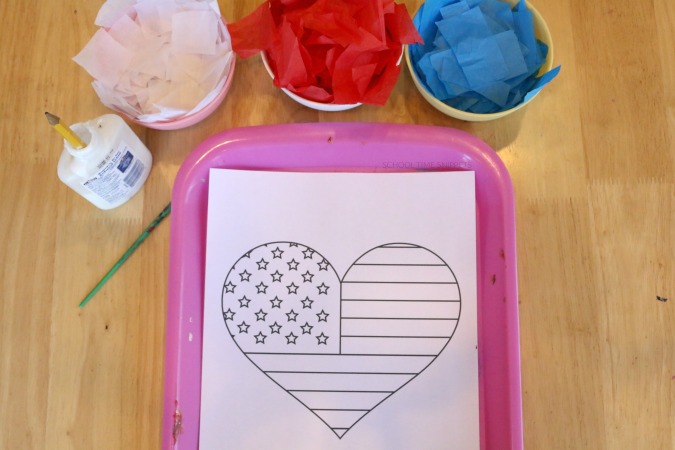 Tissue Paper Flag 4th of July Craft | School Time Snippets