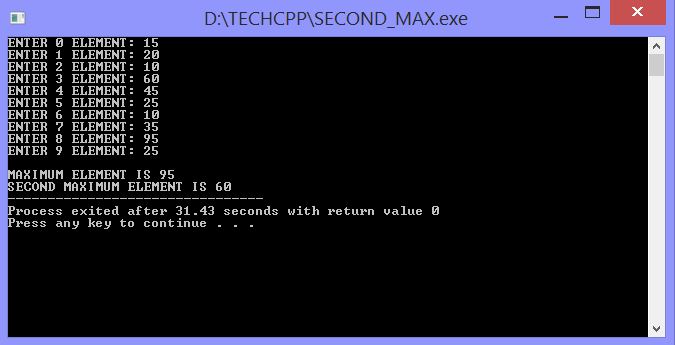 C Program To Find The Second Highest Element In A Given Array Devcppgcc Techcpp