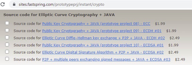 Prototype Project: Source code for All 6 Elliptic Curve Cryptography w/ JAVA Prototype Projects