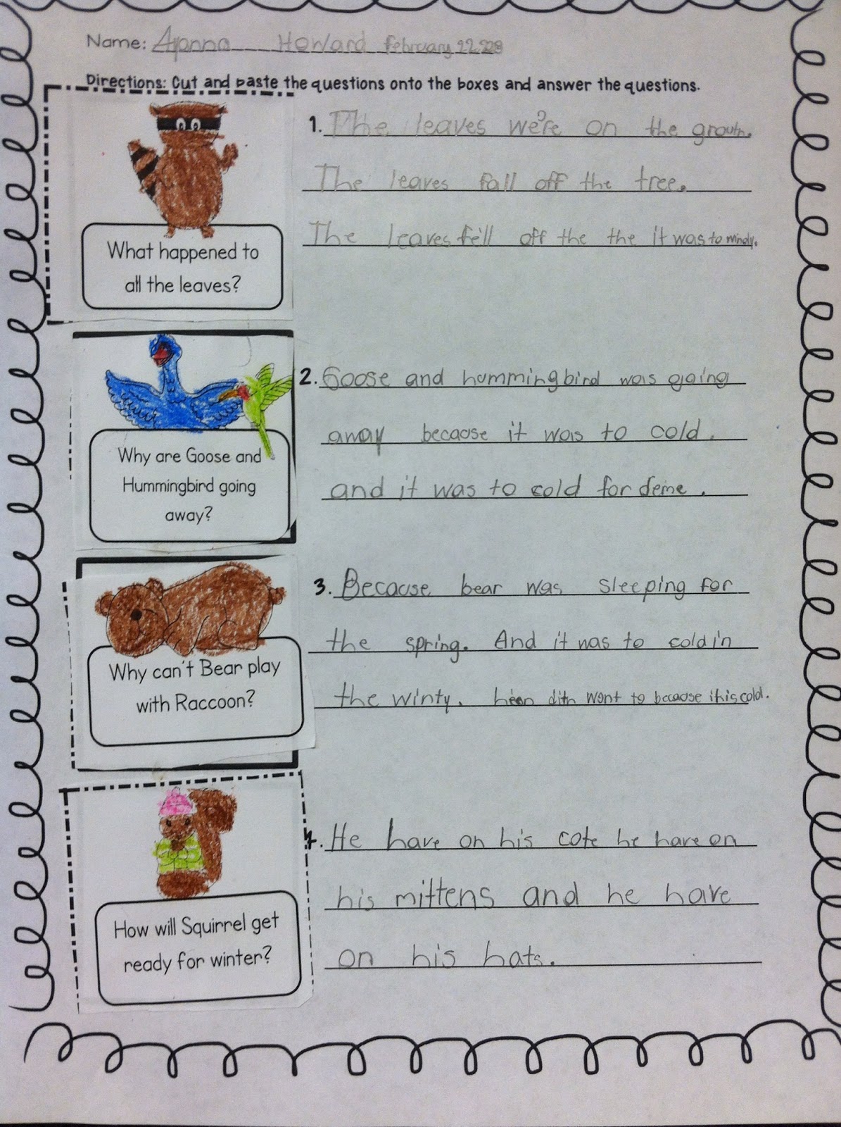 Mrs. A's Kindergarten: Animals in Winter