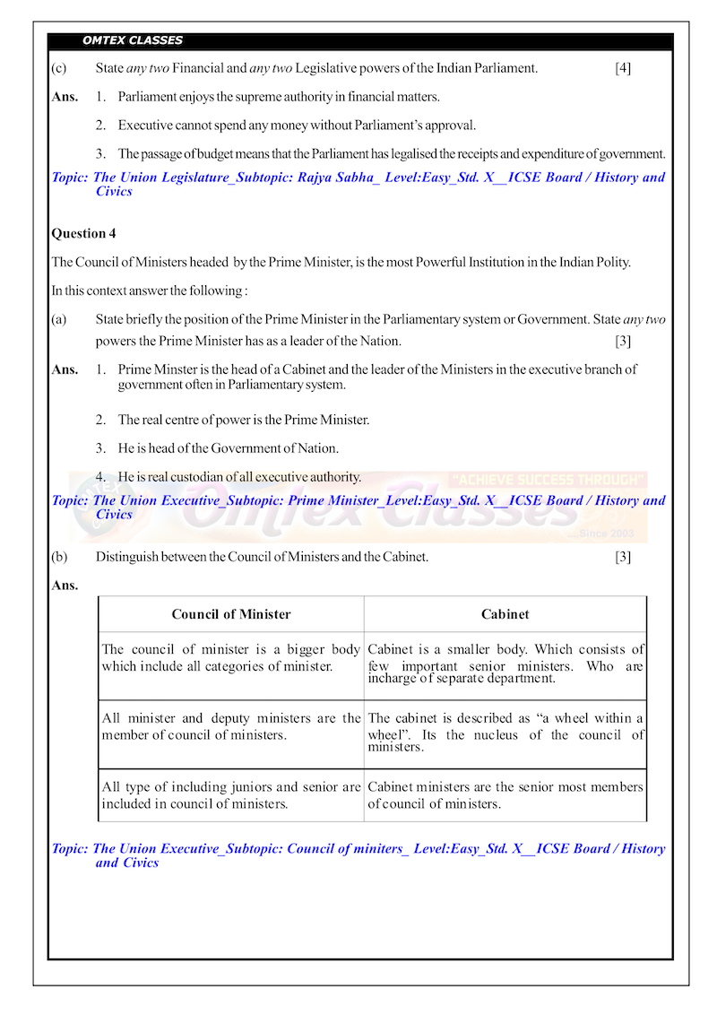 OMTEX CLASSES: X_ICSE Board_Official_History & Civics (Paper-1 ...