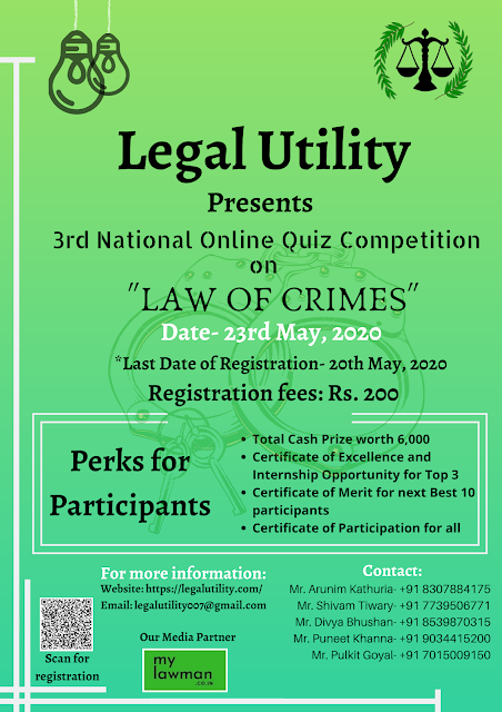 3rd National [Online] Quiz competition on Law of crimes on May 23, 2020 ...