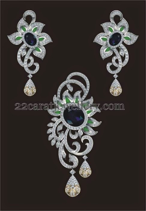 Exclusive Diamond Locket with Paint - Jewellery Designs