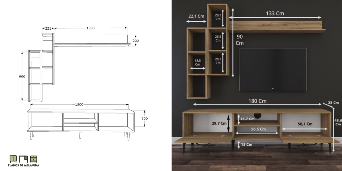 PLANOS DE MUEBLE - CONSOLA PARA TV