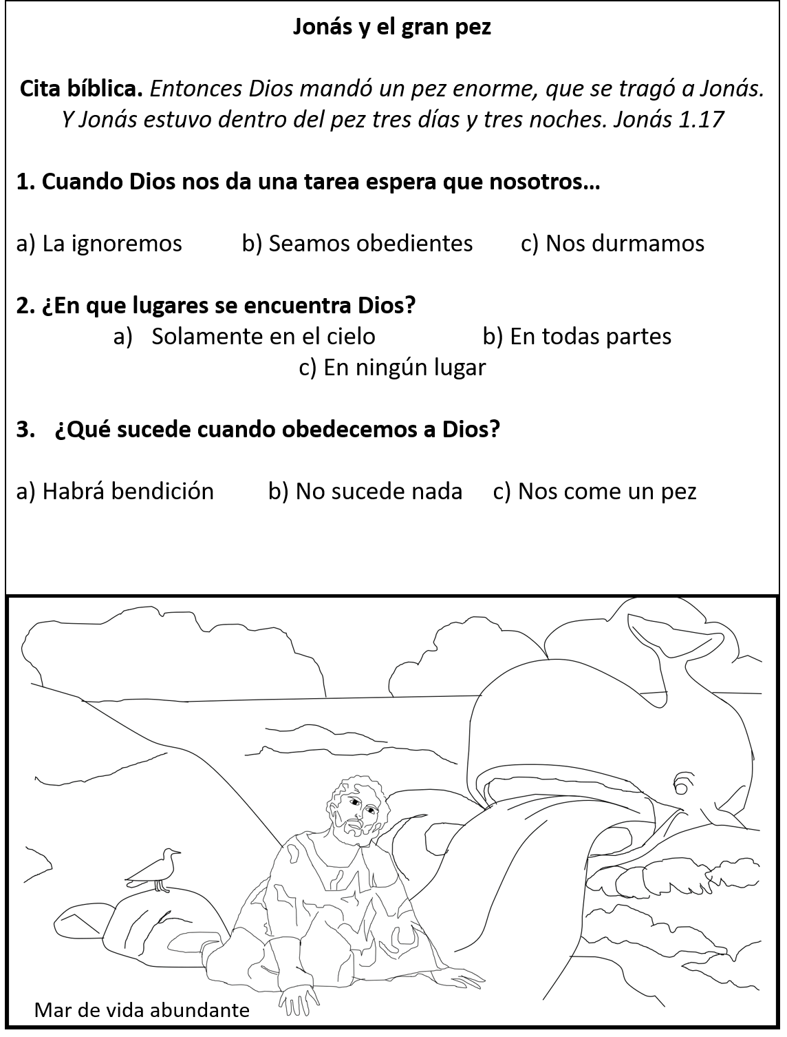 ESTUDIO BÍBLICO PARA NIÑOS (JONÁS Y EL GRAN PEZ)) - Mar de Vida Abundante