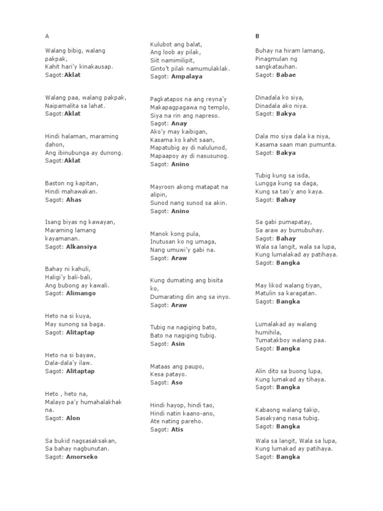 bugtong na may sagot - philippin news collections