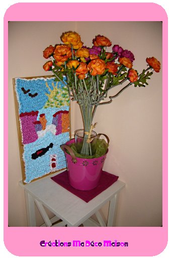 Tableau paysage en laine à crochet fini | Créations Ma Déco Maison