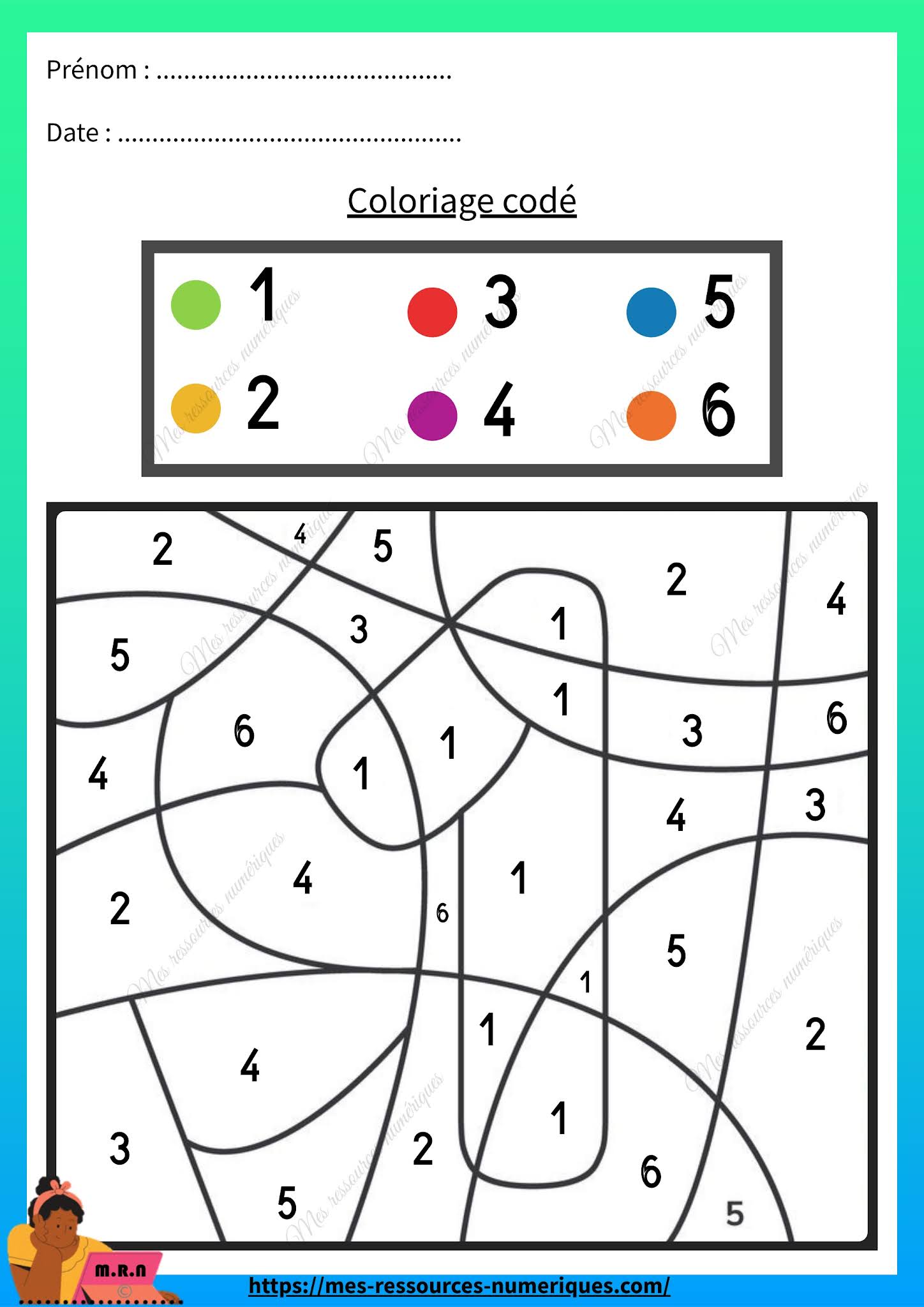 TÉLÉCHARGEZ GRATUITEMENT LE PDF - ACTIVITÉ - COLORIAGE CODÉ - CHIFFRES ...