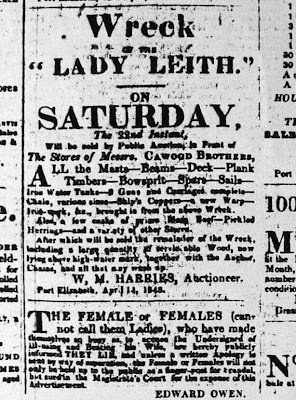 Mole's Genealogy Blog: Wreck of the Lady Leith 1848