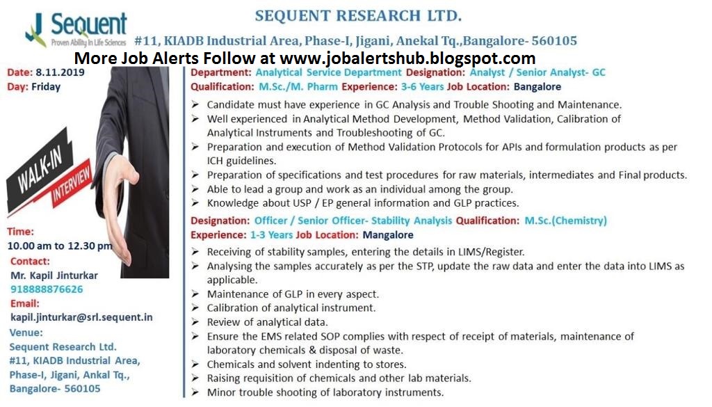 JOB ALERTS HUB: Sequent Research Ltd - Walk-In Interviews for ...
