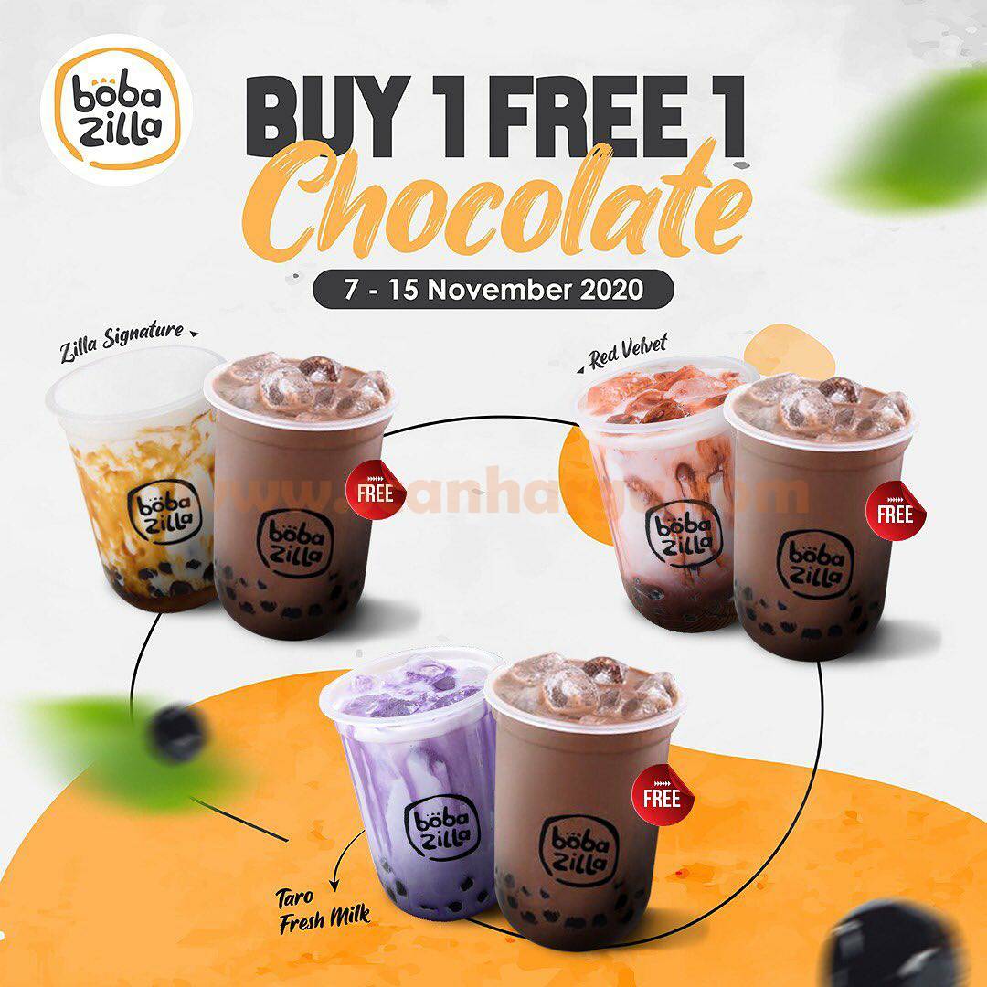 Promo Boba Zilla Buy 1 Get 1 Free Chocolate - scanharga