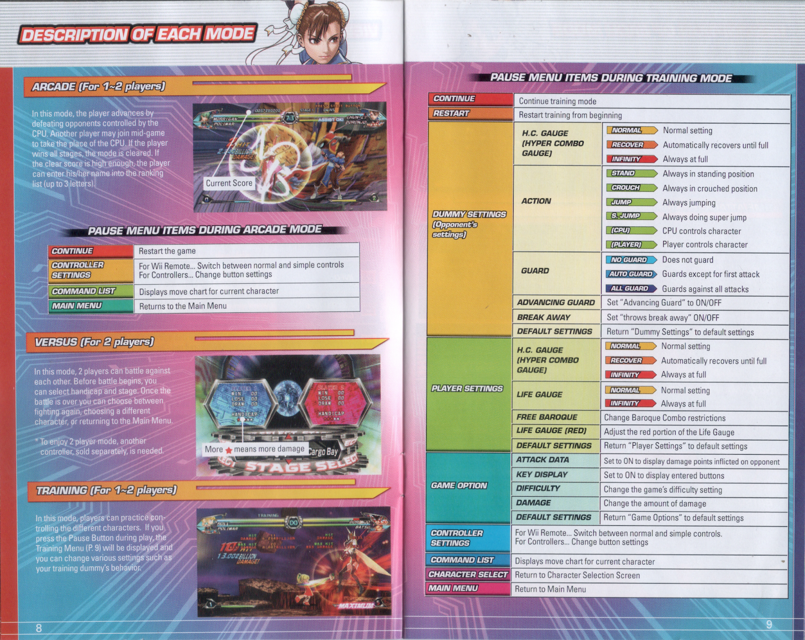 Tatsunoko vs. Capcom: Ultimate All-Stars (Wii, US) Manual Scans