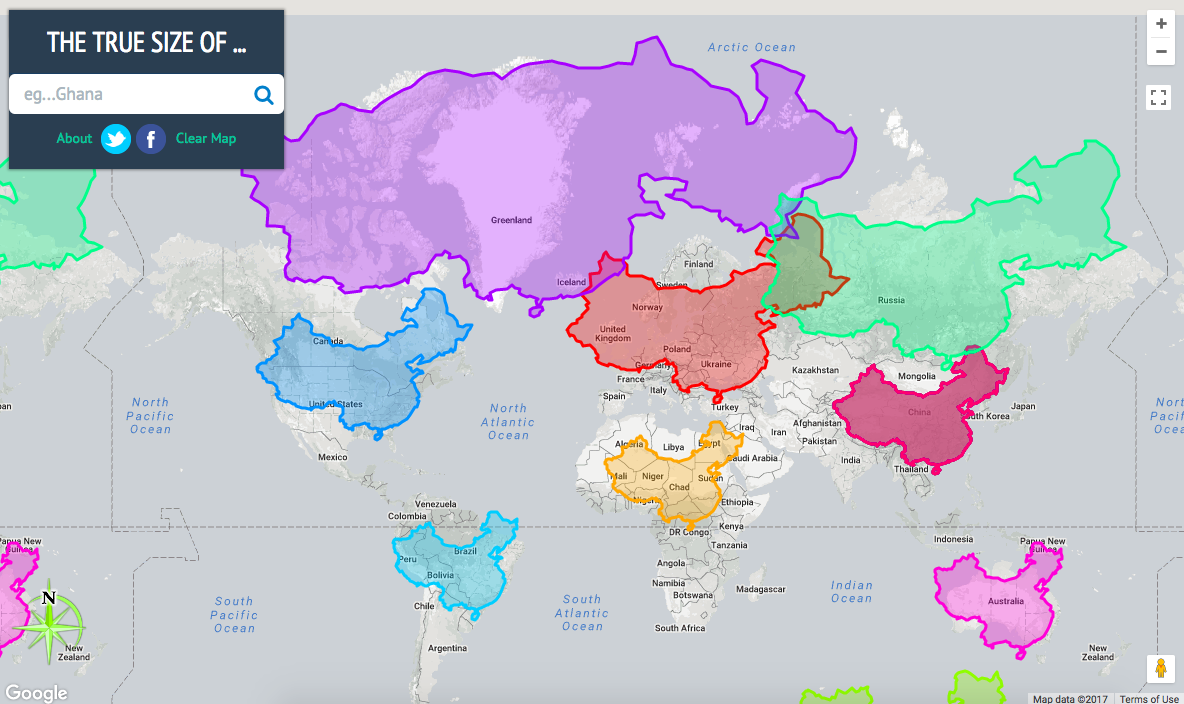 너도 몰랐던 전 세계 나라 실제크기 비교
