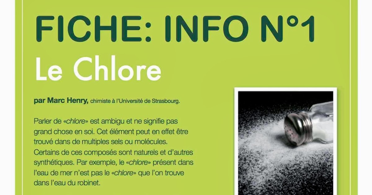 EAU: Séance: FICHE: INFO N°1 - Le Chlore