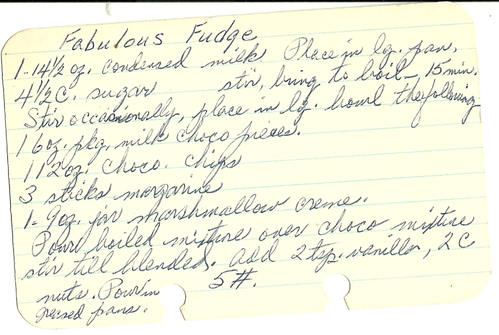 Vintage Cookbooks & Crafts: Handwritten Recipe Wednesday: Fabulous Fudge