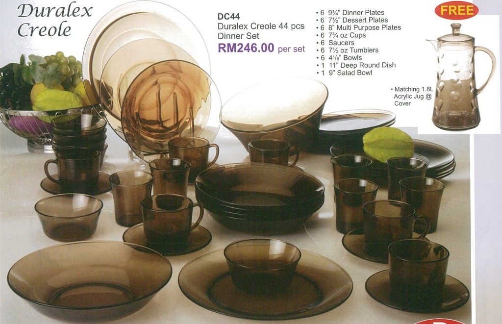 PINGGAN MANGKUK SHOPPING ONLINE: 44 PCS DINNER SET DURALEX_MADE IN FRANCE