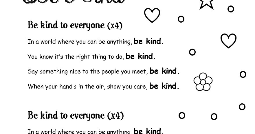 Enjoy Teaching English: KINDNESS PROJECT (song sheet + lyrics video)