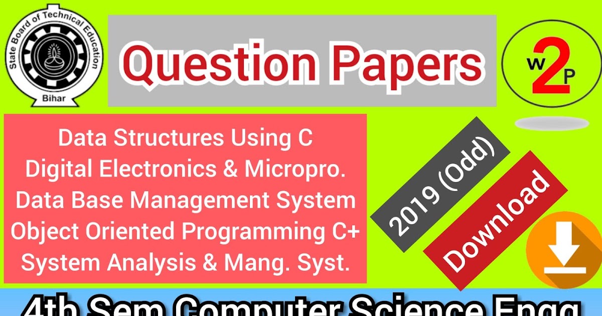 Computer Science Engg. 4th Semester Question Papers of 2019 | SBTE Bihar Diploma - Way to ...