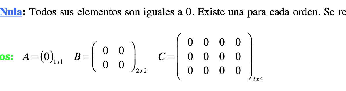 LAS MATES DE SANDRA: MATRIZ NULA
