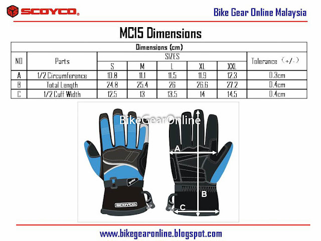 Biker's Gear Malaysia: GLOVE SIZING CHART