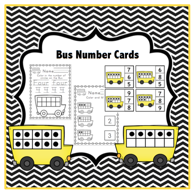 Bus Number Cards ~ Preschool Printables