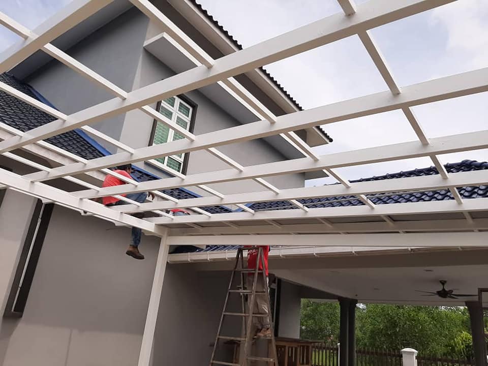 AWNING PERGOLA ATAP ACP DI MAK CHILI, KEMAMAN