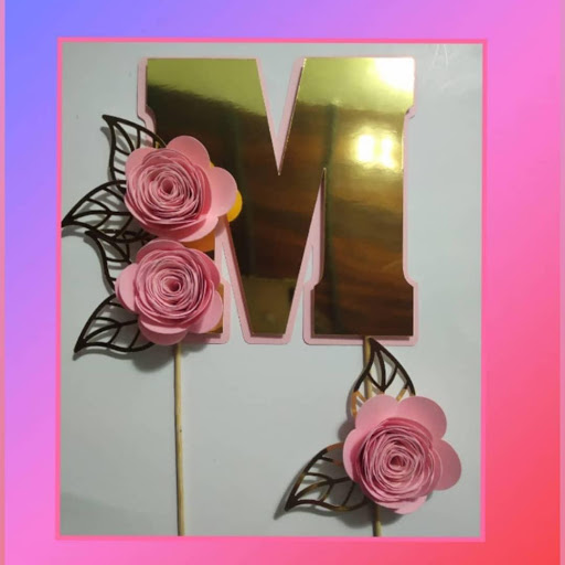 Letra M Doble Capa con Flores - Mis Toppers Tus Toppers