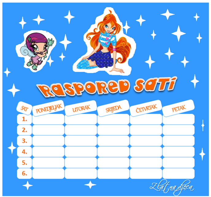 Zlatna djeca: Raspored sati