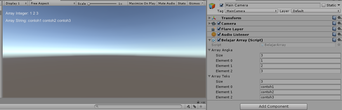 AkuBelajarIT: Tutorial Dasar Array Class Dan Loping Unity 3D