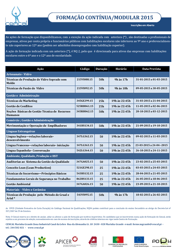 Cursos De Formação: Formações modulares certificadas
