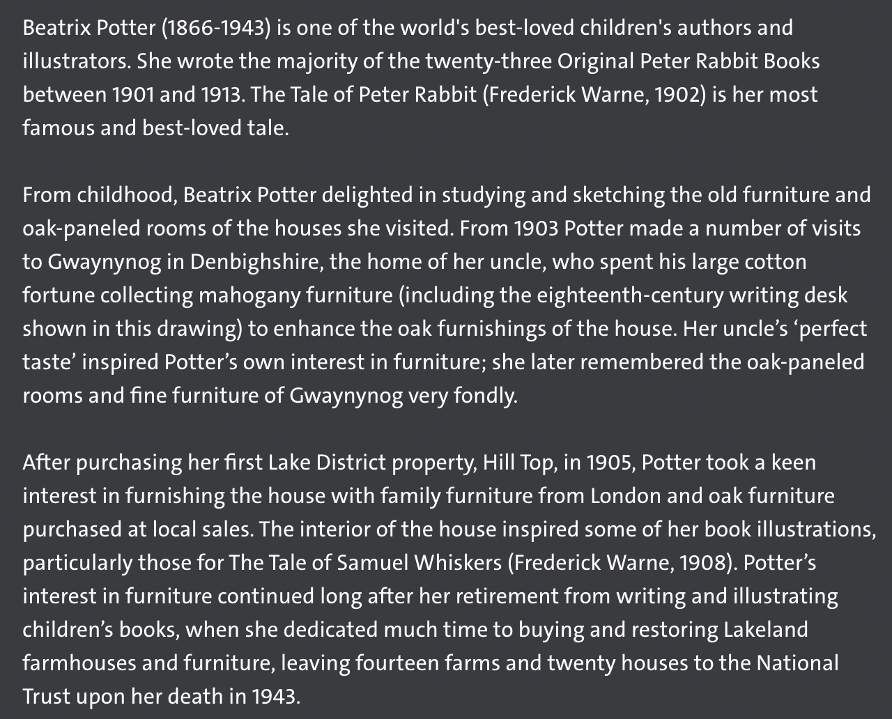 Content in a Cottage: Antique Desk & Mirror Drawing: Beatrix Potter