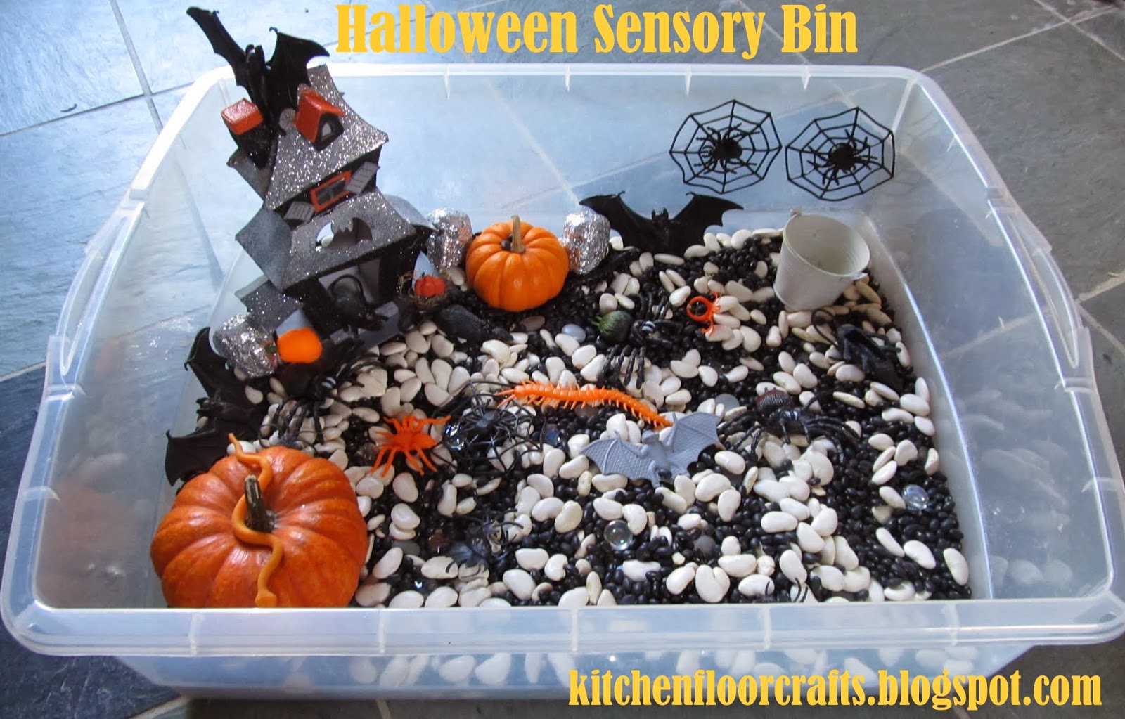 Kitchen Floor Crafts: Halloween Sensory Bin