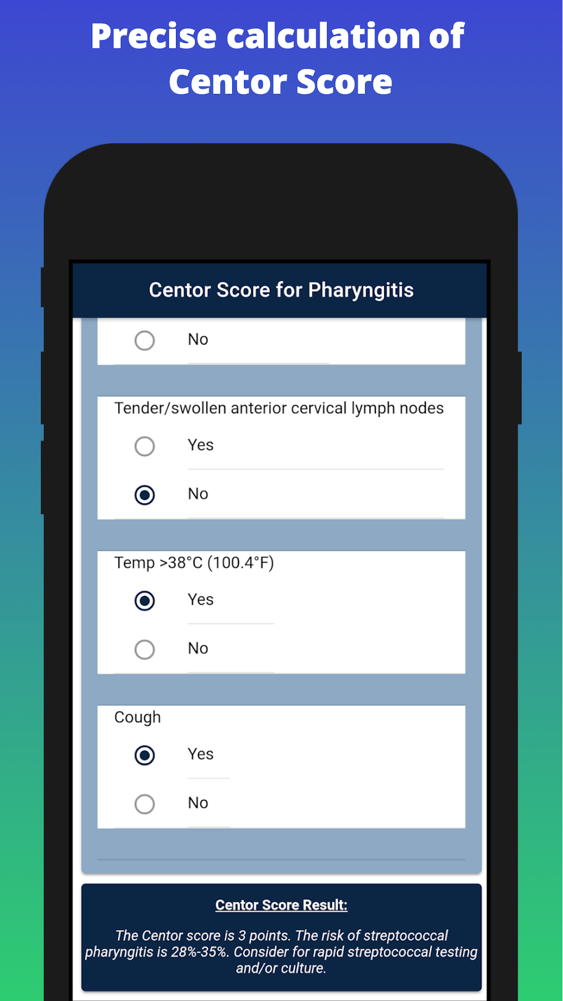 Centor Score for Sore Throat - Pharyngitis ~ iMedical Apps