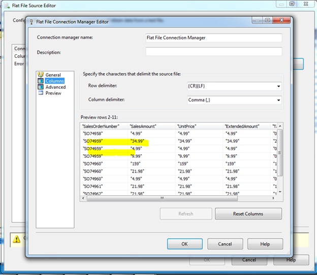 Microsoft Business Intelligence: Remove double quotes from CSV file in SSIS
