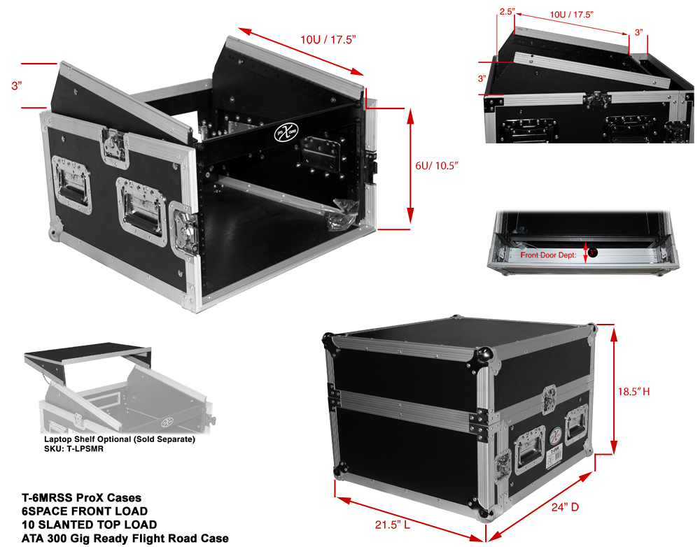Pro X Cases: 6 Space Amp Rack 10 Slanted Top 6U 10U Mixer DJ Combo Rack ...