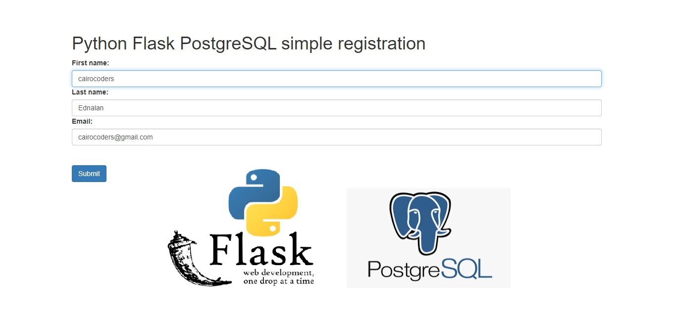 Python Flask PostgreSQL simple registration | Tutorial101