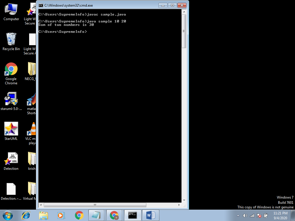 How to accept values as arguments from command line (cmd) in java