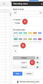 Google Sheets - Alternating Colors