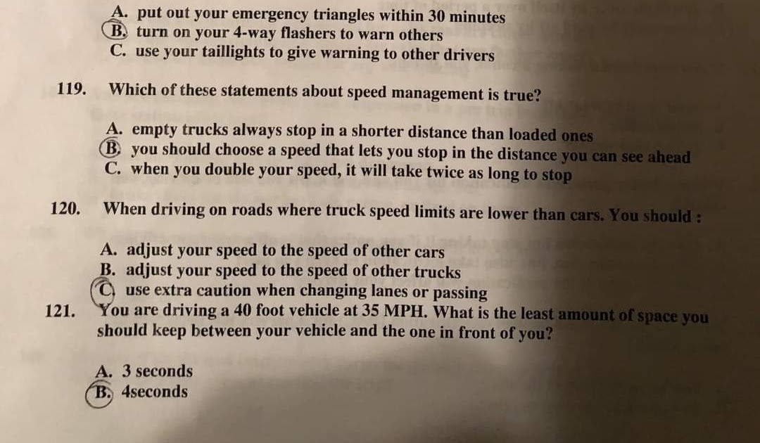 Free Cdl Test Answers and questions