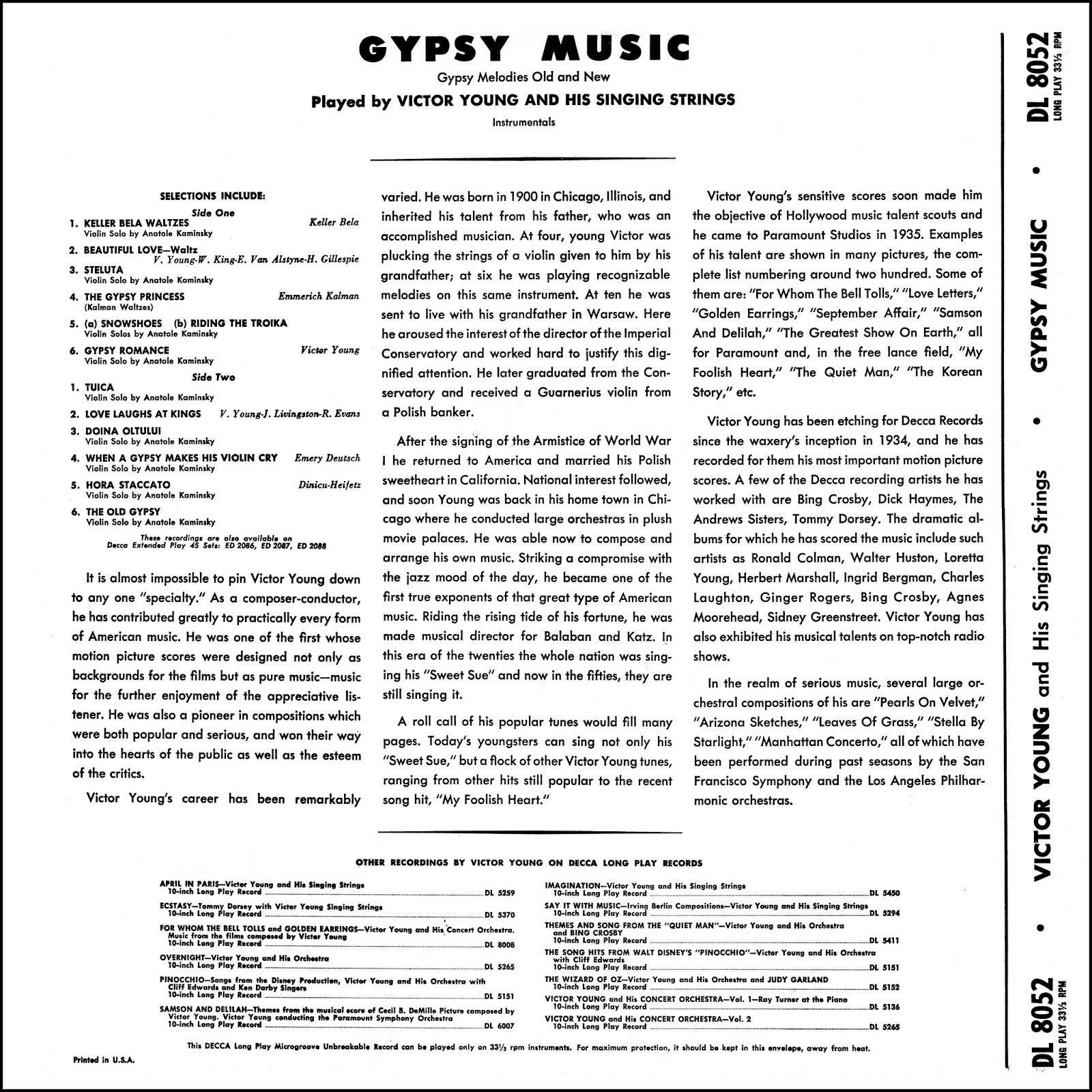 The Vinyl Cloak: Victor Young and His Singing Strings Gypsy Magic [1953]