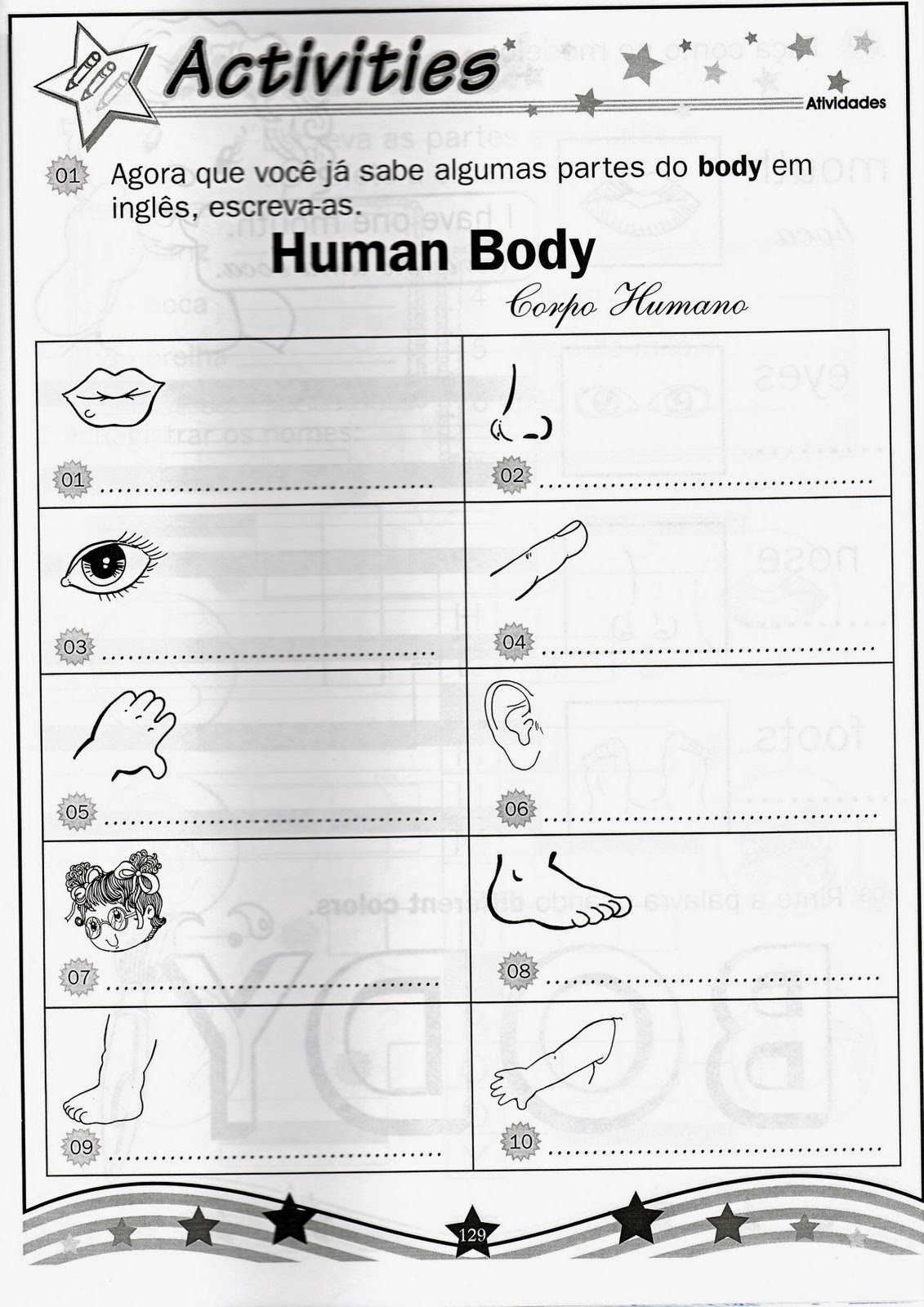 Atividades de inglês 4° ano do ensino fundamental ~ Atividade para imprimir